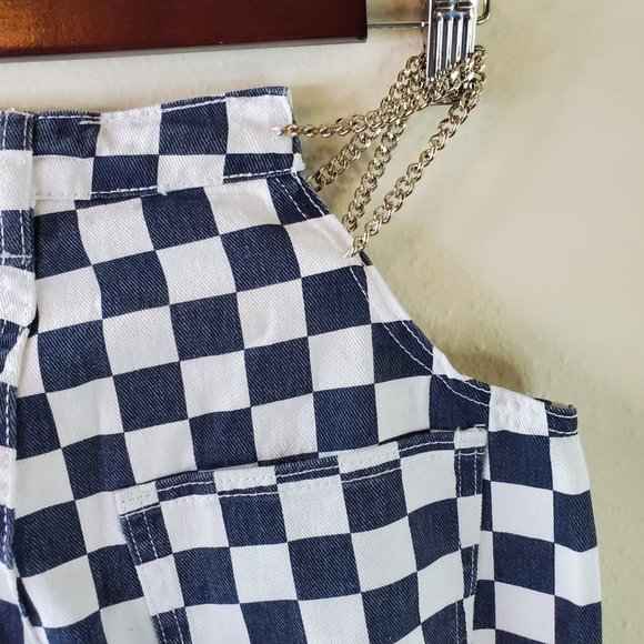 SHEIN | Jeans | Shein Womens White Checkered Print Cut Out Chain Detail ...